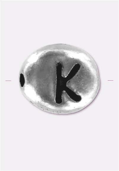 Perle en métal alphabet K 7x6 mm argent x2 - Les perles en metal ...